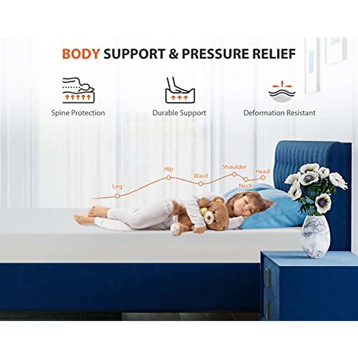 BIQWBIC 8 Inch Twin Mattress, Hybrid Twin Mattresses with Gel Memory Foam, Medium Firm Full Size Mattress for Cool Sleep, Mattress Pad Twin Size Pressure-Relieving and Supportive,Non-Fiberglass