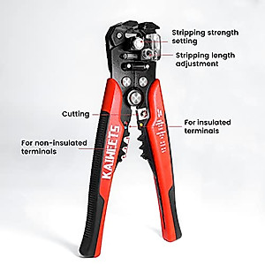 KAIWEETS Self Adjusting Wire Stripper - 3 in 1 Heavy Duty Automatic Wire Stripping Tool | 10-24 AWG Wire Cutter for Electrical Cable Cutting, Crimping Tool