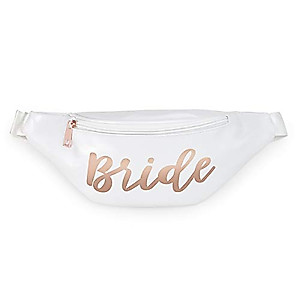 xo, Fetti Bachelorette Party Bride Fanny Pack - Single Bag | White + Rose Gold Bridal Shower Decorations, Bride To Be Gift, Bach Favor
