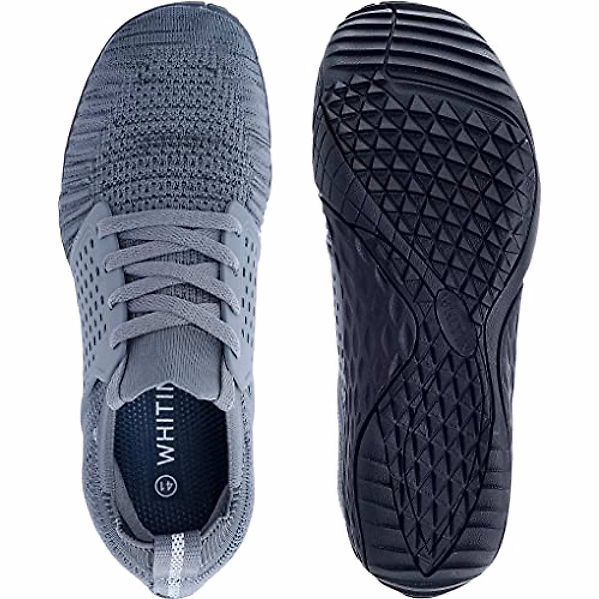 WHITIN Men's Trail Running Shoes Minimalist Barefoot Wide Width Toe Box Size 7.5 Gym Workout Fitness Low Zero Drop Cross Training Lifting Dark Grey 40