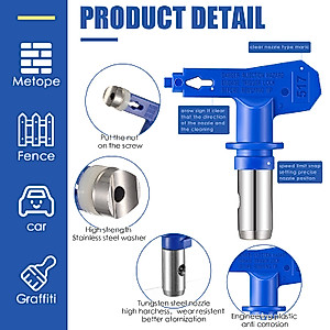 LEIFIDE 9 Pcs Airless Sprayer Gun Hose Kit 50ft 3600psi High Pressure Fiber Tube with Extension Rod Pole 313 415 517 Tip and Tip Guard Swivel Joint Paint Sprayer Hose Set for Homes Buildings (Blue)