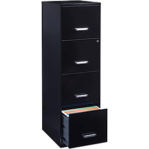 Scranton & Co 18" 4 Drawer Metal Letter File Cabinet in Black