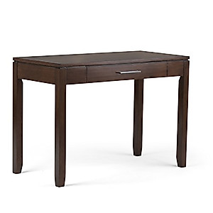 SIMPLIHOME Cosmopolitan SOLID WOOD Contemporary Modern 42 inch Wide Home Office Desk, Writing Table, Workstation, Study Table Furniture in Russet Brown
