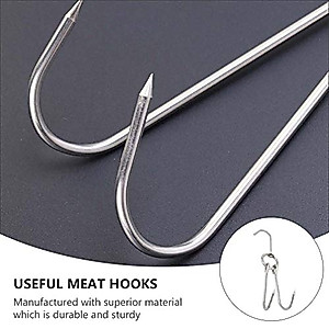 DOITOOL 10 Pcs Double Meat Hooks Stainless Steel Roasting Hook Bacon Hams Meat Duck Butcher Hook Cooking Smoker Hook Hanger for BBQ Grill Drying 23CM