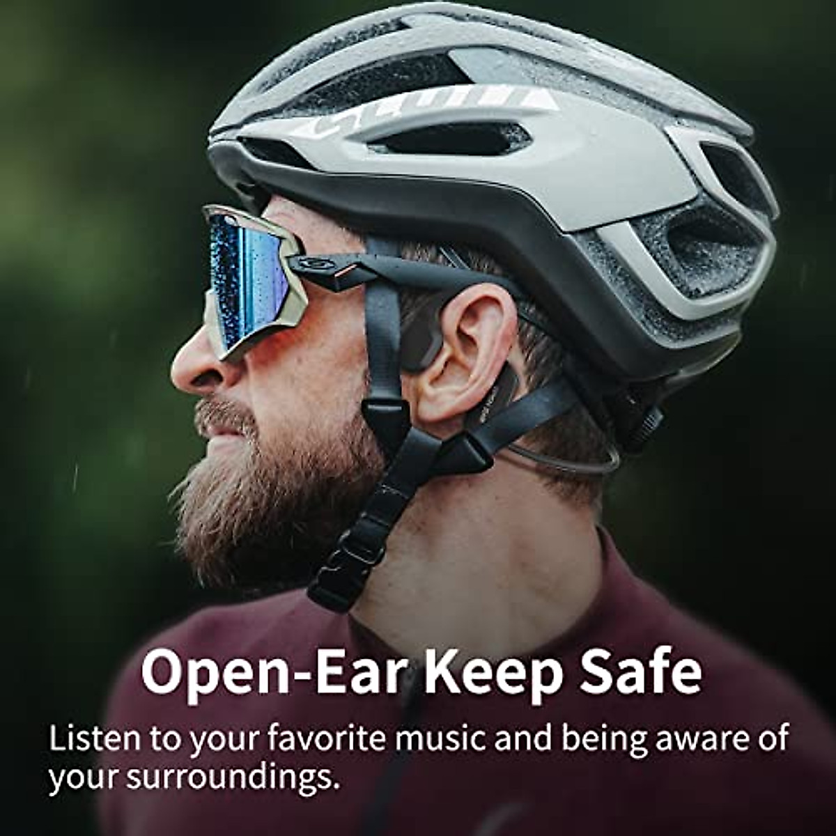 Bone Conduction Headphones Bluetooth, Hiteblaz Open Ear IP55 Waterproof Headphones Wireless Bluetooth 5.2 Sports Headphones with Mic, 6H Playtime Earphones for Workouts, Running, Cycling (Black-X1)