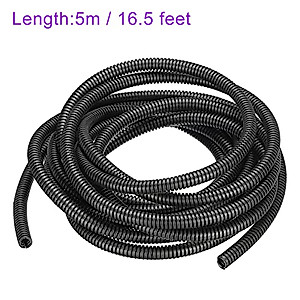 DMiotech 10mmx7mmx5m PP Split Corrugated Tubing Indoor Outdoor Wire for Wrap Tidy Office Garden