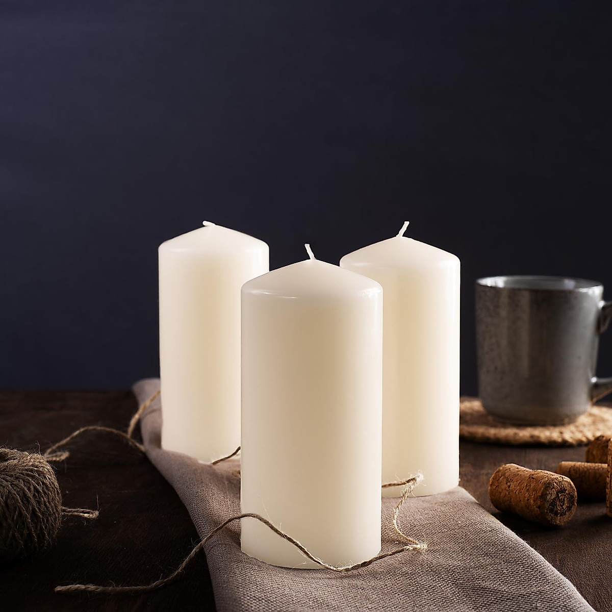 CANDWAX 3x6 Pillar Candles Set of 3 - Ivory Large Pillar Candles Long Burning Perfect for Any Occasion - Cylinder Candles Unscented Long Burning