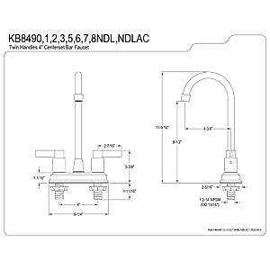 Houzer Stainless Steel Hospitality Bar Prep Sink + Kingston Brass NuvoFusion Centerset Bar Faucet Bundle