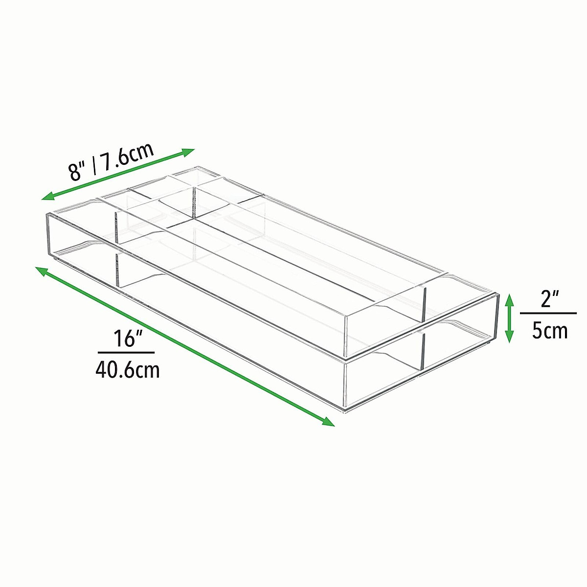 mDesign Plastic Divided Makeup Organizer Holder Tray for Bathroom Drawer, Vanity, Countertop Storage - Cosmetic Organization Holds Palettes, Brushes, Accessories - Lumiere Collection - Clear