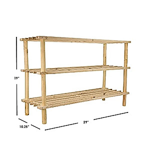 Home Basics 12 Pair / 3 Tier Wooden Shelves Shoe Rack