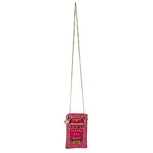 Mary Frances Dear Santa Beaded Mailbox/Letterbox Crossbody Phone Bag, Pink