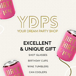 Dirty Thirty Crew Can Coolers, 30th Birthday Party Coolies, Set of 12, Black/White and Gold Thirtieth Birthday Cup Coolers, Perfect for Birthday Parties, Birthday Decorations