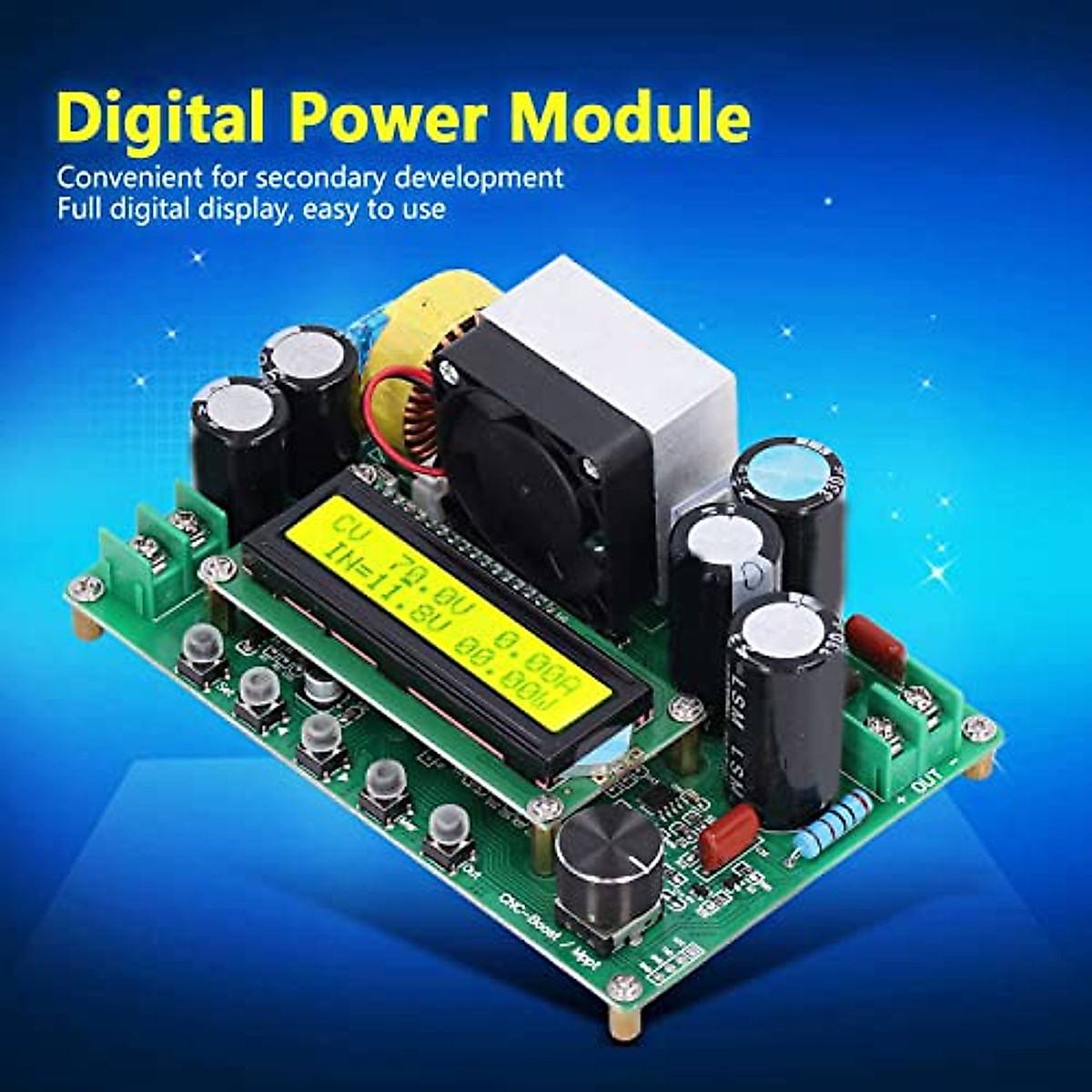 Digital Booster Module, LCD Display Protection Modules Simple Wiring Solar MPPT Charging Cooling Fan Design with Communication for Automation Equipments