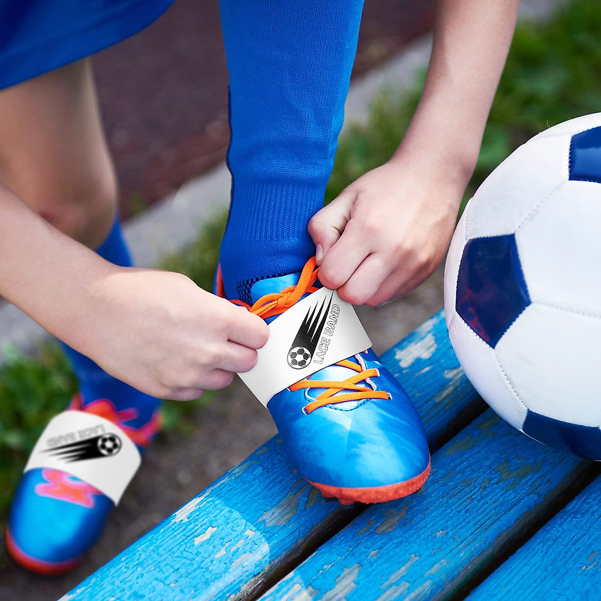 Patelai 4 Pcs Soccer Cleat Lace Cover Football Shoe Band Soccer Shoe Cover Football Cleat Bands Youth Adult for Season(Youth,White)