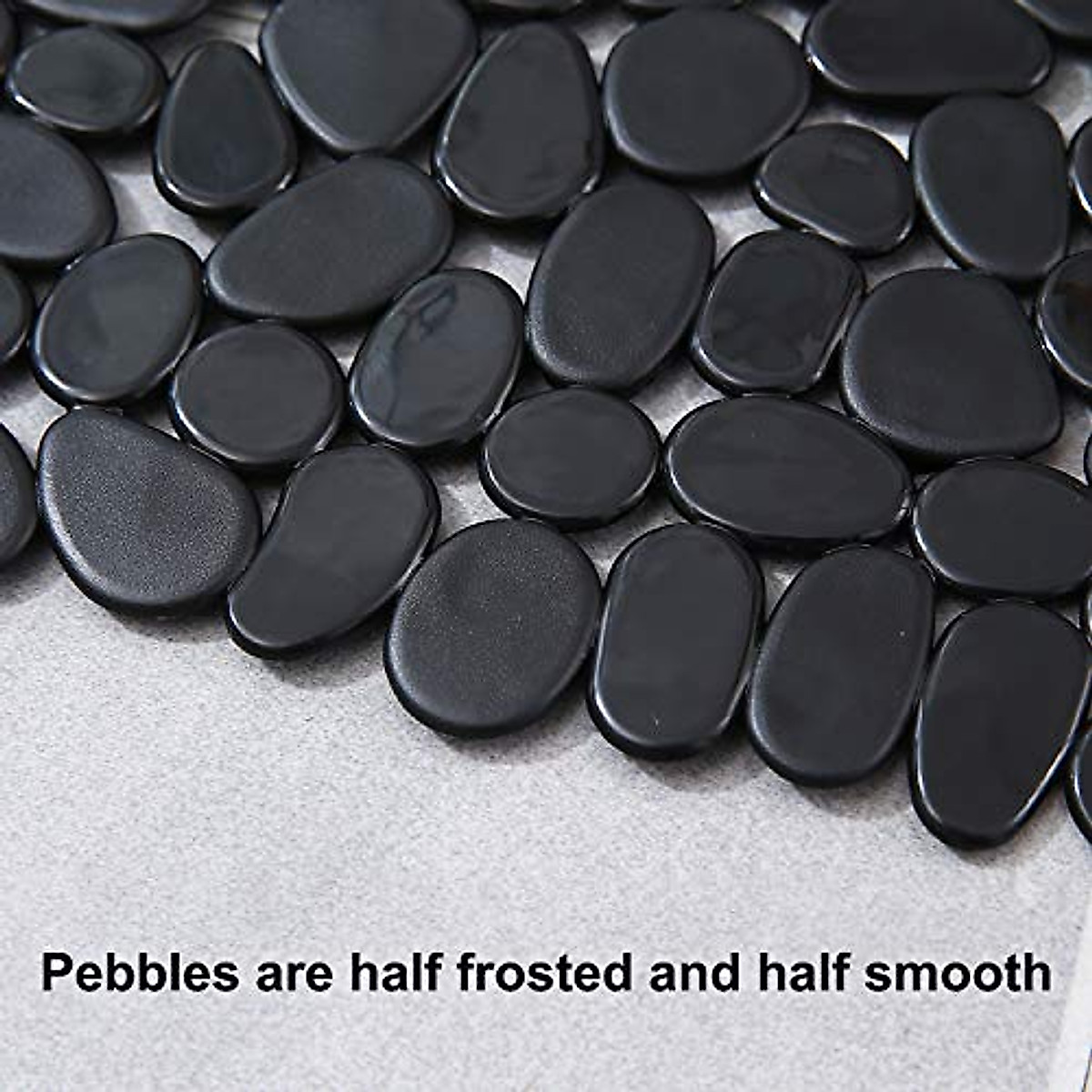TreeBud Pebble Bathtub Mat, 35 x 16 Inches Non Slip Bath Mat for Shower Tub with Drain Holes and Suction Cups, Machine Washable Bathroom Mats (Black)