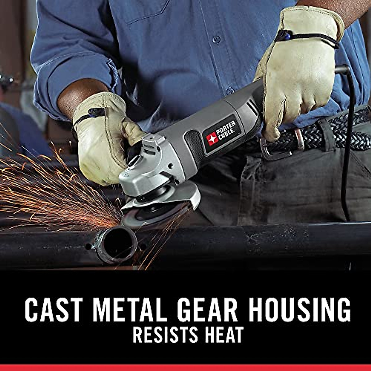 PORTER-CABLE Angle Grinder Tool, 4-1/2-Inch, 7.5-Amp (PC750AG), Grey,black