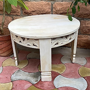 Wooden Carved Chakki Table, Handicraft Round Coffee Table/Cake Cutting Table/Side Table/Nightstand Table/Lamp Table/Bedside Table