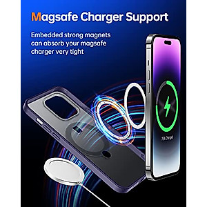 FACBINY Magnetic Kickstand Case Designed for iPhone 14 Pro Max [360° Rotatable Ring Stand Holder] [Compatible with MagSafe] [Military-Grade Protection] Translucent Shockproof Phone Case, Purple