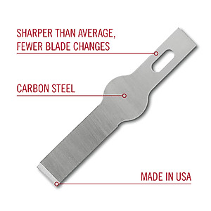 Excel Blades Chisel Replacement Blades, Set of 50 Carbon Steel Blades for Precision Cutting & Trimming, Multi-Purpose Professional, Hobby, and Crafting Tools
