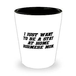 I Just Want to Be a Stay at Home Burmese Mom. Shot Glass, Burmese Cat Ceramic Cup, Cute For Burmese Cat