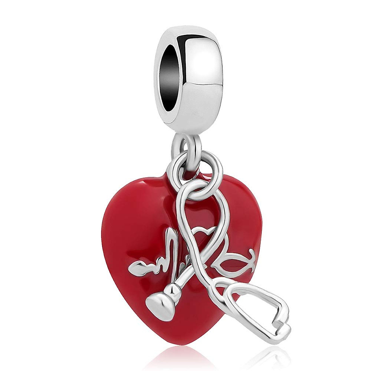 CharmSStory Heartbeat Nurse Stethoscope Medical Charms Bead fit European Bracelets