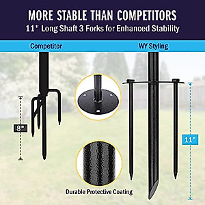 WY String Light Poles for Outdoor String Light - Light Pole with Hooks & Solar Panel Base to Hang up LED Lighting - Backyard, Garden, Patio, Deck Lighting Stand for BBQ, Party, Bistro & Weddings