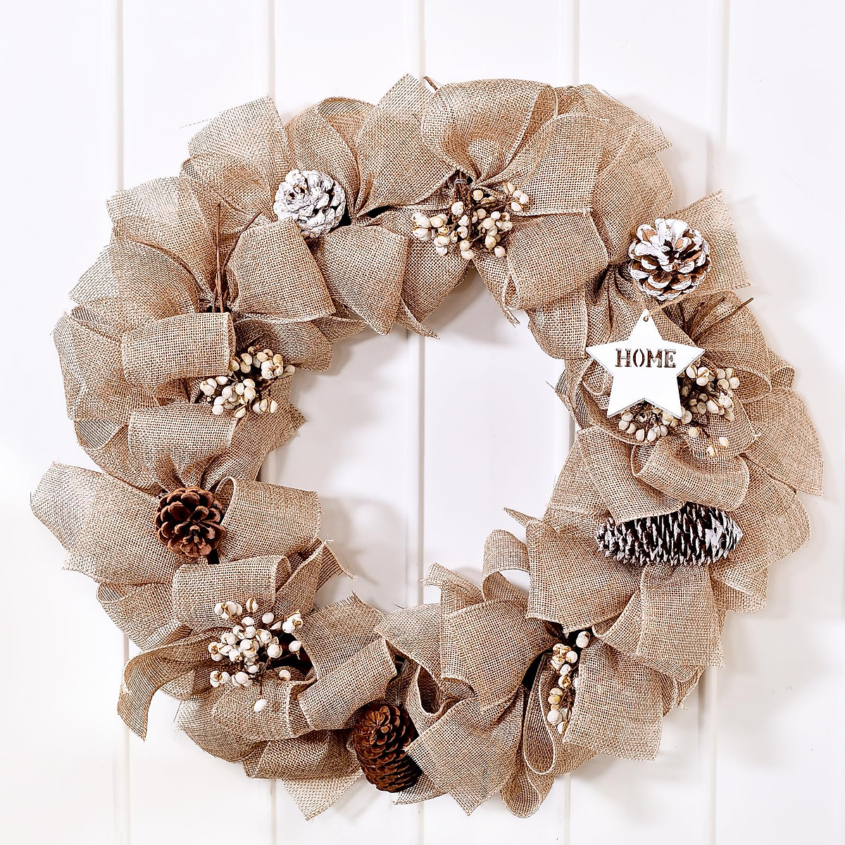 Ribest Burlap Natural Wired Ribbon, 1 1/2 inch 10 Yard, Jute Ribbon for Decoration Bows Craft Gift Wrapping Wreath Sewing