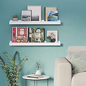 Wallniture Denver 34" White Wall Bookshelf for Kids' Room, Wall Shelves for Nursery Decor, Floating Shelves for Wall Decor