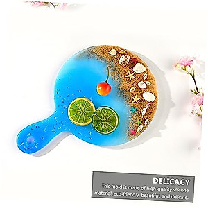 VILLCASE Tray Mold Round Serving Tray Clear Resin Epoxy Resin Coasters Bowl Mats Making Dinner Plate Resin Coaster Molds Coasters Mould Creative Coaster Mold Handle Tray Mould Cutting Board