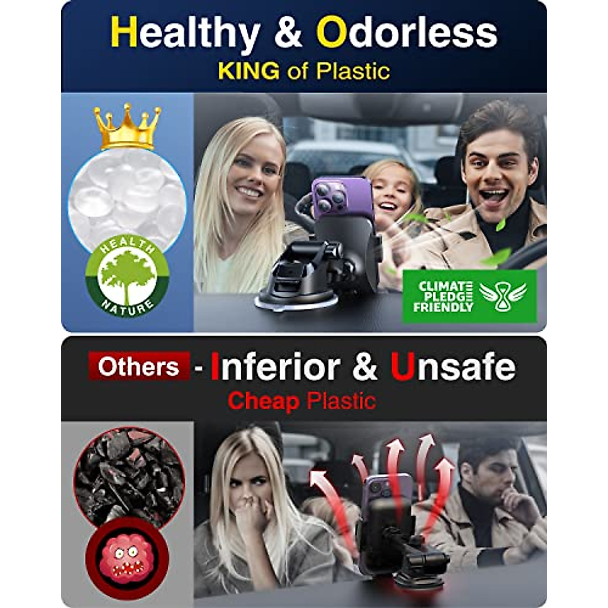 VANMASS Universal Car Phone Mount,【Patent & Safety Certs】 Upgraded Handsfree Stand, Phone Holder for Car Dashboard Windshield Vent, Compatible iPhone 13 12 11 Pro Max Xs XR X 8, Galaxy s20 Note 10 9