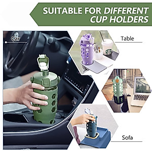 MUKOKO 32oz Glass Tumbler with Straw and Lid,Glass Water Bottles with Time Marker,Iced Coffee Cup,Silicone Sleeve,Leakproof,BPA Free-Olive