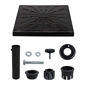 COBANA Square Umbrella Base, 42lb Heavy Duty Patio Outdoor Umbrella Stand Weight, Bronze