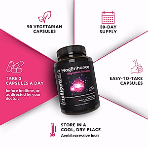 Intelligent Labs MagEnhance Magtein Magnesium Complex Supplement L-Threonate with Magnesium Glycinate and Taurate, 90 Capsules