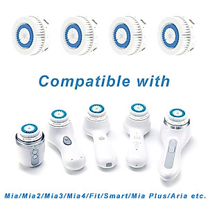Compatible Replacement Facial Cleansing Brush, Skin Brightening, Deep Pore Face Brush Head Replacement as Facial Cleaning Tool for Clogged and Enlarged Pores(4-Pack)