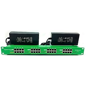 PoE Texas 16 Port 802.3at Gigabit On-Demand PoE Injector with Two 56V 120W Power Supplies for PoE Cameras, IP Phones, WiFi Access Points and More