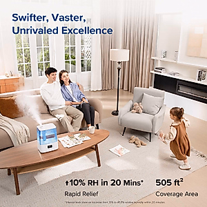 LEVOIT Classic300S Ultrasonic Smart Top Fill Humidifier, Extra Large 6L Tank for Whole Family, APP & Voice Control, Humidity Setting with Sensor, Quiet Sleep Mode, Night Light, Essential Oil Diffuser