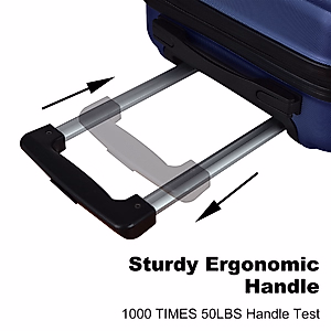 LUMINATERY Luggage Sets, ABS Hardshell 3pcs Luggage Suitcase with TSA Lock, Lightweight Durable Suitcase Sets with Spinner Wheels for Men Women Blue (20in/24in/28in)