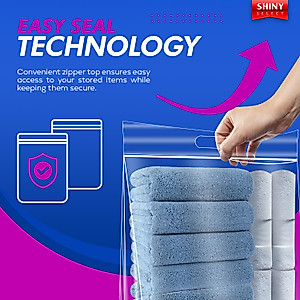 Shiny Select 15 Gallon Jumbo Storage Bag w/Handle & Zipper Top 26x26, 4 Bags - Clear Big Plastic, Extra Large XL, 4 Mil Thick Heavy Duty for Towels, Clothes, Blanket, Pillows, Seasonal Decoration