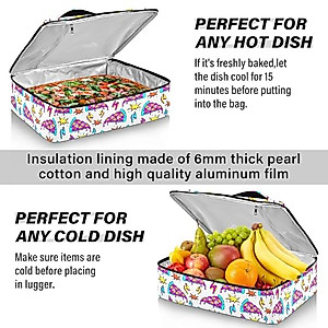 Kcldeci Insulated Thermal Food Carrier Insulated Casserole Carrier for Hot or Cold Food,Pizza Slices Insulated Tote Bag for Potluck Cookouts Parties Picnic,Lasagna Lugger