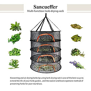 Sancueffer 4 Layer 2ft Herb Drying Rack Hanging Mesh Dryer Dry Rack for Herbs and Spices Hydroponics