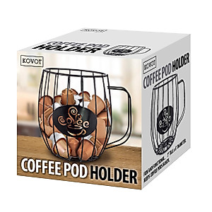 Kovot Metal Mug-Shaped Coffee Pod and Capsule Holder - Holds 25-30 Pods - Black