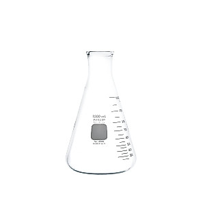PYREX Narrow Mouth Erlenmeyer Flask with Heavy Duty Rim - Borosilicate Glass Flask – Premium Glass Chemistry Flask for Laboratory, Classroom or Home Use - PYREX Chemistry Glassware, 1L, 1/Pk