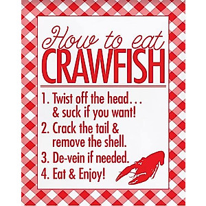 How to Eat Crawfish Sign Crawfish Boil Party Aluminum Signs Funny Tin Sign Metal Art Poster Gift Home Cafe Bar Wall Decor Room Door Accessories 8"x12"