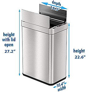 iTouchless 13 Gallon Wings-Open Sensor Trash Can with AbsorbX Odor Filter and Pet-Proof Lid, Stainless Steel, Automatic Touchless Garbage Prevents Dogs & Cats Getting in kitchen-waste-bins