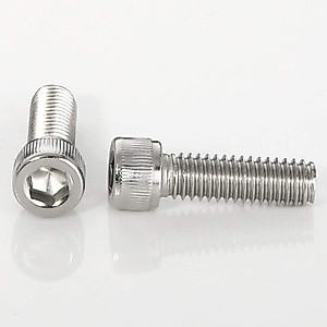 1/4-20 x 1/2", 5/8", 3/4", 7/8", 1" Socket Head Cap Screws, Stainless Steel 18-8 (304), Bright Finish, Fully Threaded, Allen Hex Drive, 50 PCS