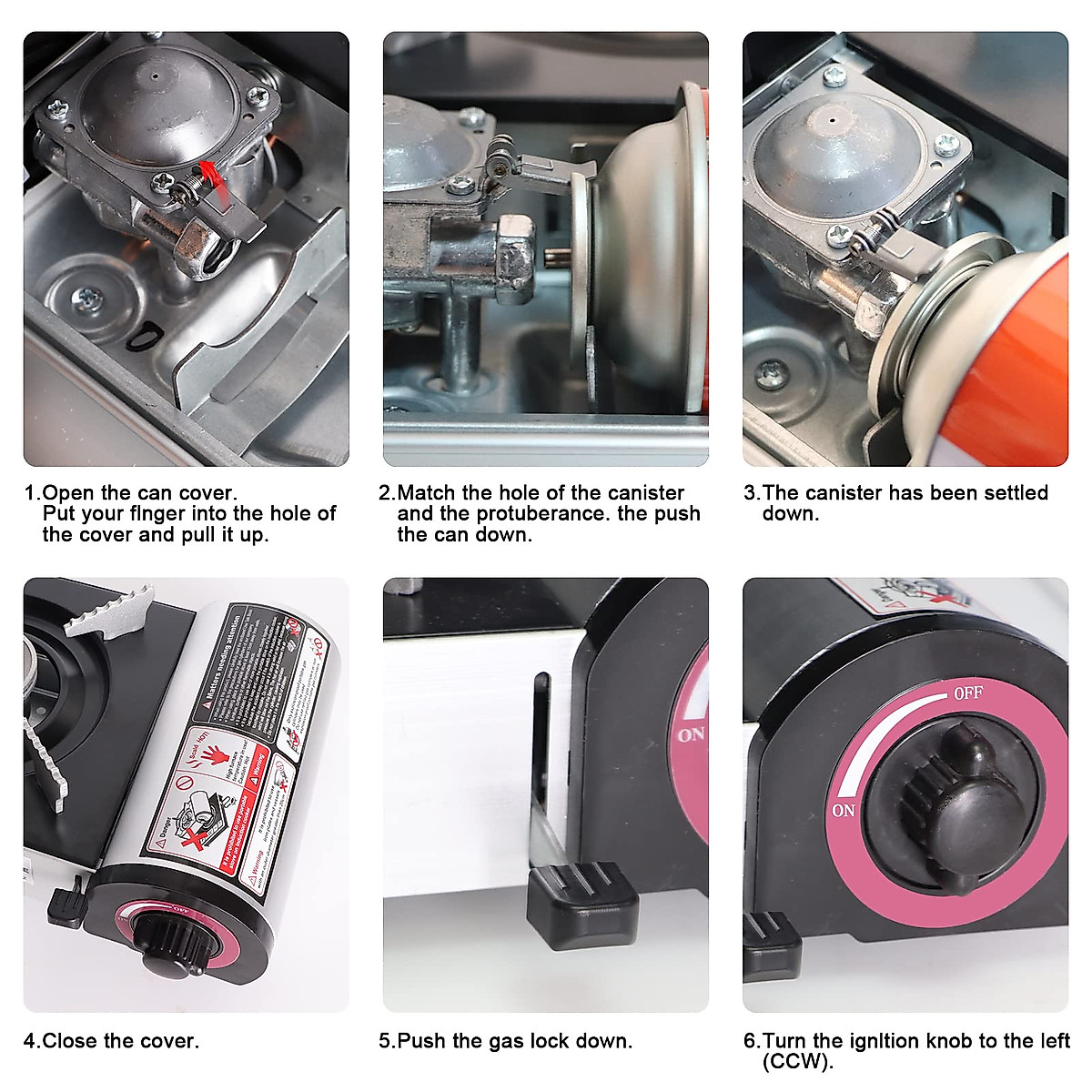 Mordoum Camping Stove Portable Single Stove Butane Portable Butane Stove for Camping, Picnics, Outdoor, Fishing, BBQ. Electronic Ignition, Brass Burner, Portable Gas Grill Mini Aluminum Material