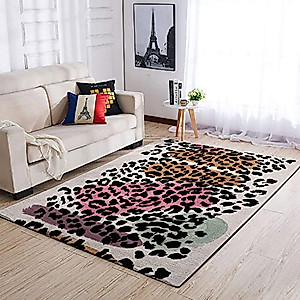 PORDYMOR Colorful Leopard Cheetah Pattern Small Rug: 3X5 Feet Area Rug, Rugs for Living Room Bedroom, Suitable for Boys and Girls Bedroom, Print Rugs Decor for Themed Room, Floor Carpet.