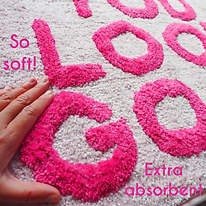 You Look Good Bath Mat Funny Cute Bathroom Rugs for Girls Hello Gorgeous Beautiful Funny Shower Fun Bathroom Decor Non-Slip Washable Kids Women Light Pink Blush Hot Pink