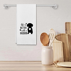 Life Is Better With A Dachshund Kitchen Towels & Tea Towels, Dish Cloth Flour Sack Hand Towel for Farmhouse Kitchen Decor，24 X 16 Inches Cotton Modern Dish Towels Dishcloths,Gifts For Dog Lovers