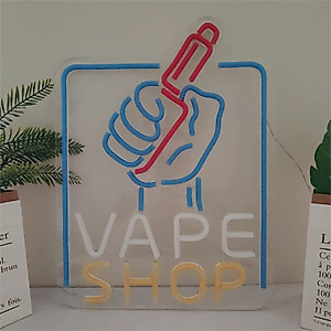 Vape Shop LED Neon Sign, Business Advertising Logo Atmosphere Decor Lamp Neon Lights, 50x38cm/20x15" Window Wall Hanging Luminous Signboard Man Cave Night Lights